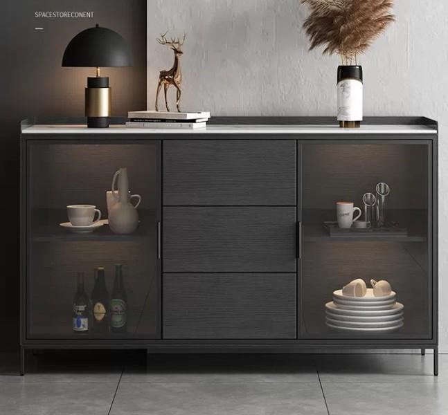 PO 150 cm Noir Classic Tic Tac Drawers Solid Natural Black Matte Grains ...