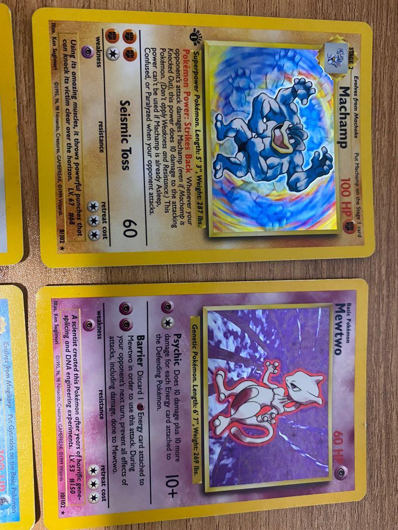 pokémon tcg base set vintage wotc first edition machamp mewtwo clefairy ...