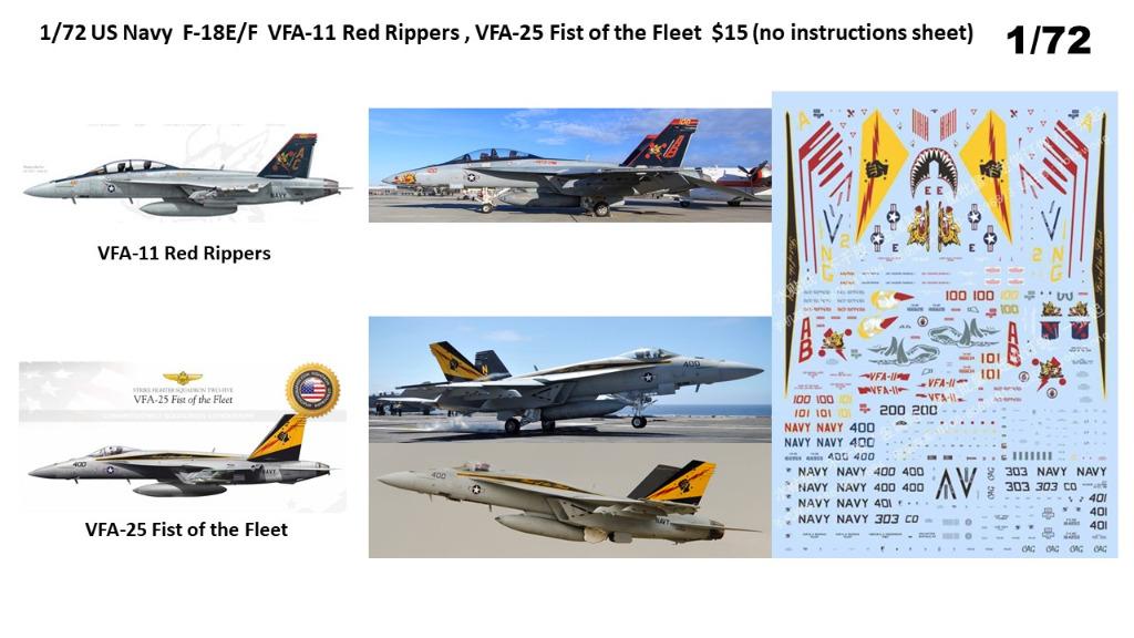 1/72, 1/48 Decals for US Navy F-18A/C/E/F Boeing Hornet, Super Hornet ...