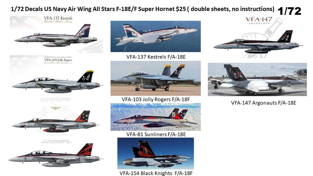 1/72, 1/48 Decals for US Navy F-18A/C/E/F Boeing Hornet, Super Hornet ...