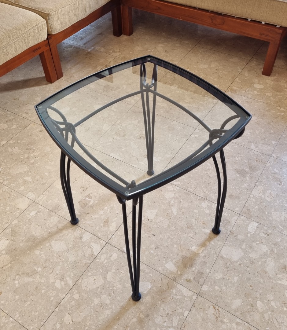 Ellipsoid glass cast-iron table, Furniture & Home Living, Furniture ...