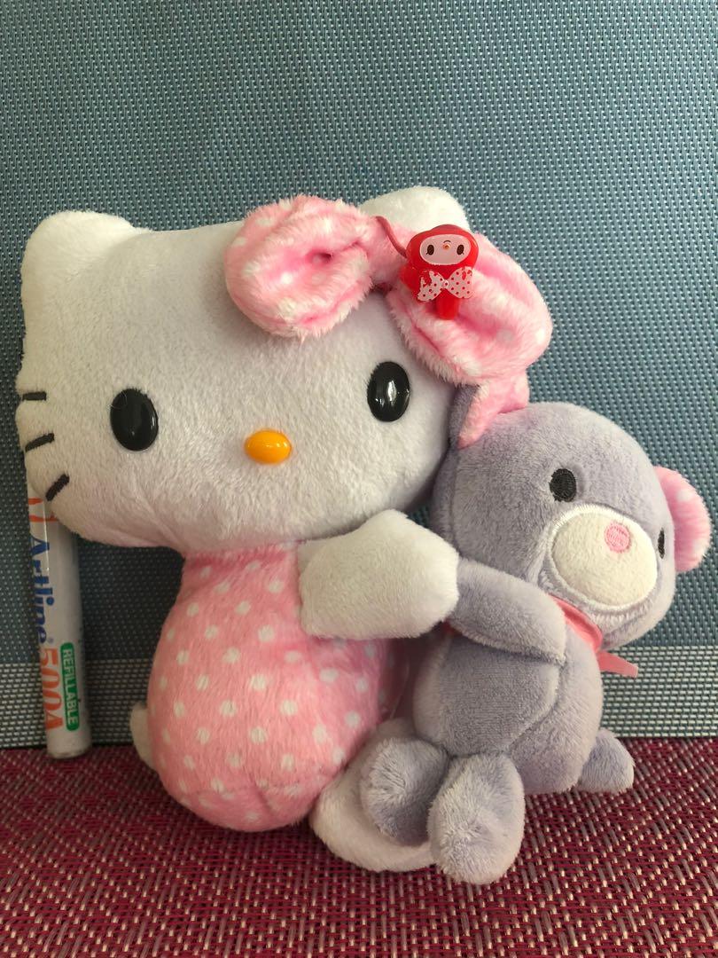 Hello Kitty hugging Fukoku plush 7” doll, Hobbies & Toys, Collectibles ...