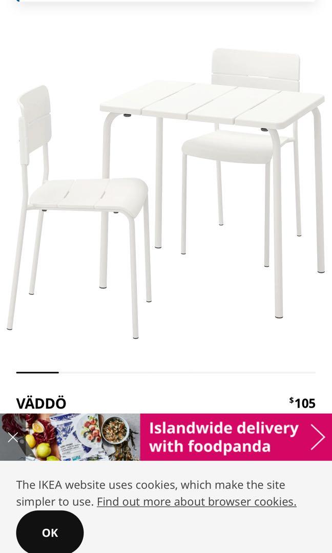 Ikea Vaddo Outdoor Table Set (table & 2 chairs) + 2 folding chairs, Furniture & Home Living ...