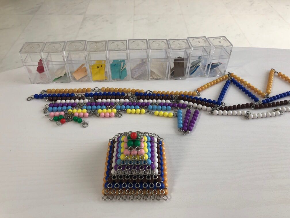Montessori short bead chains and squares with printed arrows ...