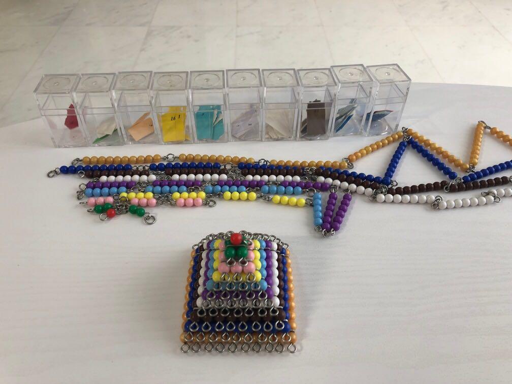 Montessori short bead chains and squares with printed arrows ...
