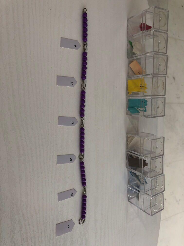 Montessori short bead chains and squares with printed arrows ...