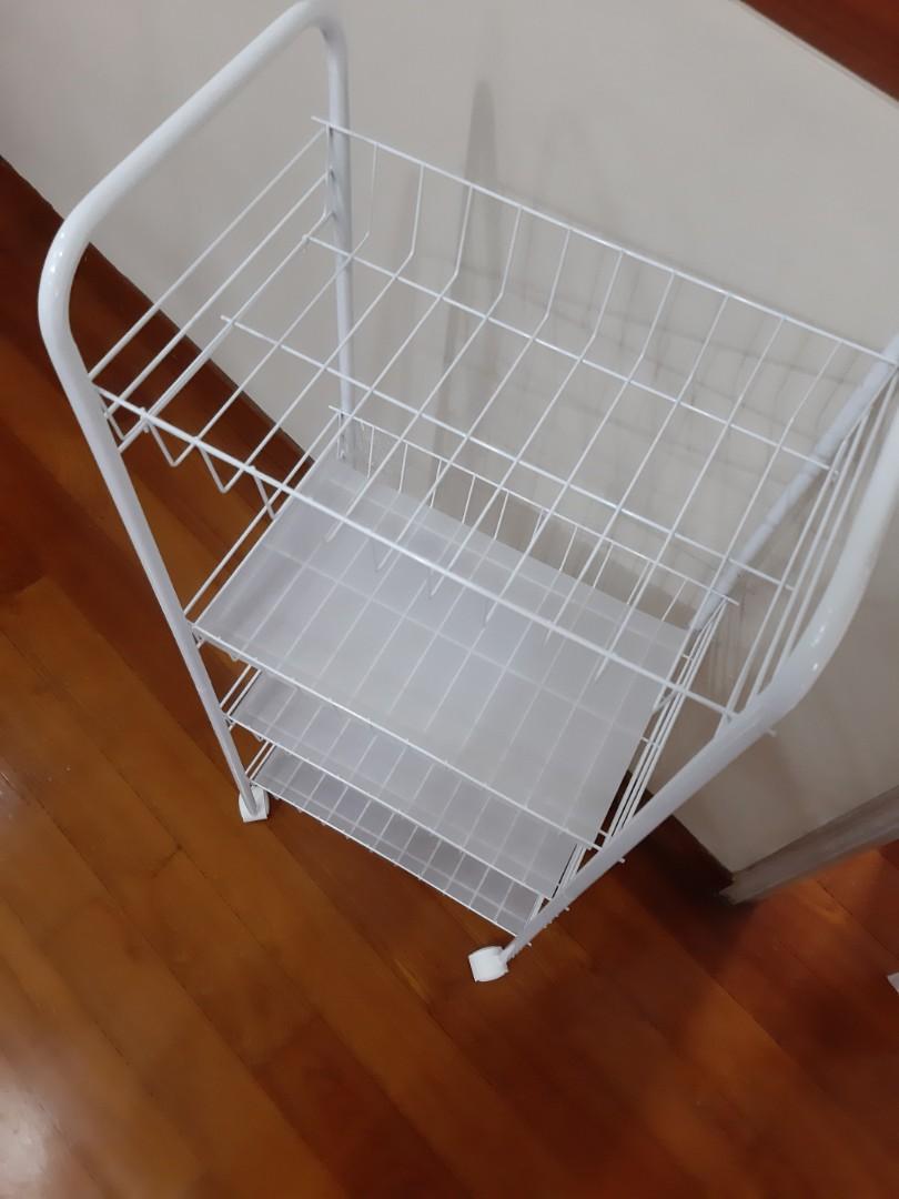 Movable White Rack, Furniture & Home Living, Furniture, Shelves ...