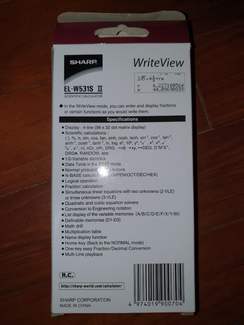 Sharp writeview scientific calculator el-w531s II, Hobbies & Toys ...