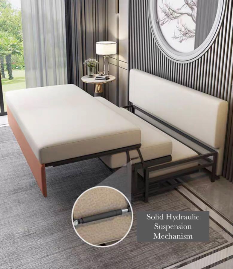 Single Size LYRA Sofa Bed Easy Transformable Pull-Out Hydraulic ...