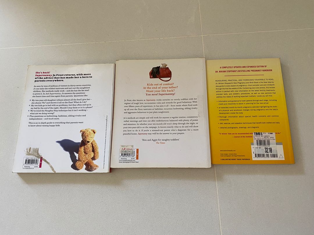 Supernanny books by Jo Frost and New pregnancy birth book by Dr Miriam ...