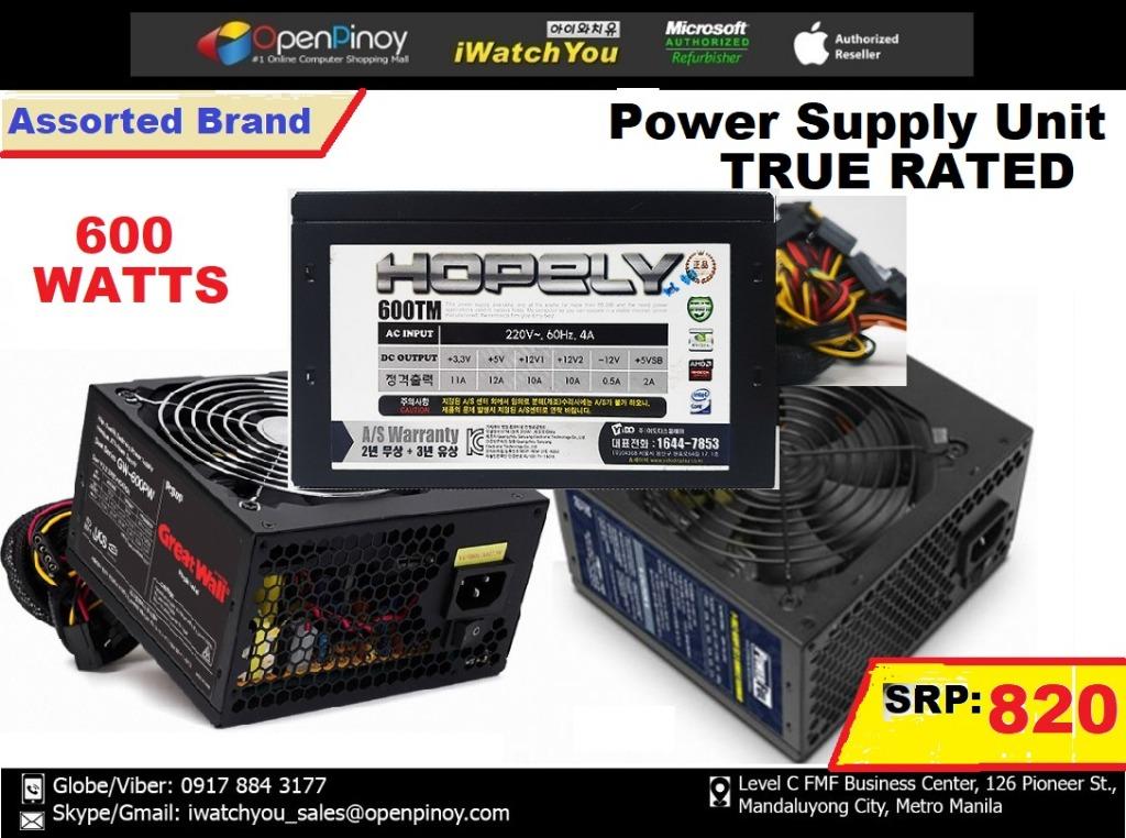 Try Our True Rated Power Supply Unit 600watts, Computers & Tech, Parts & Accessories, Other ...