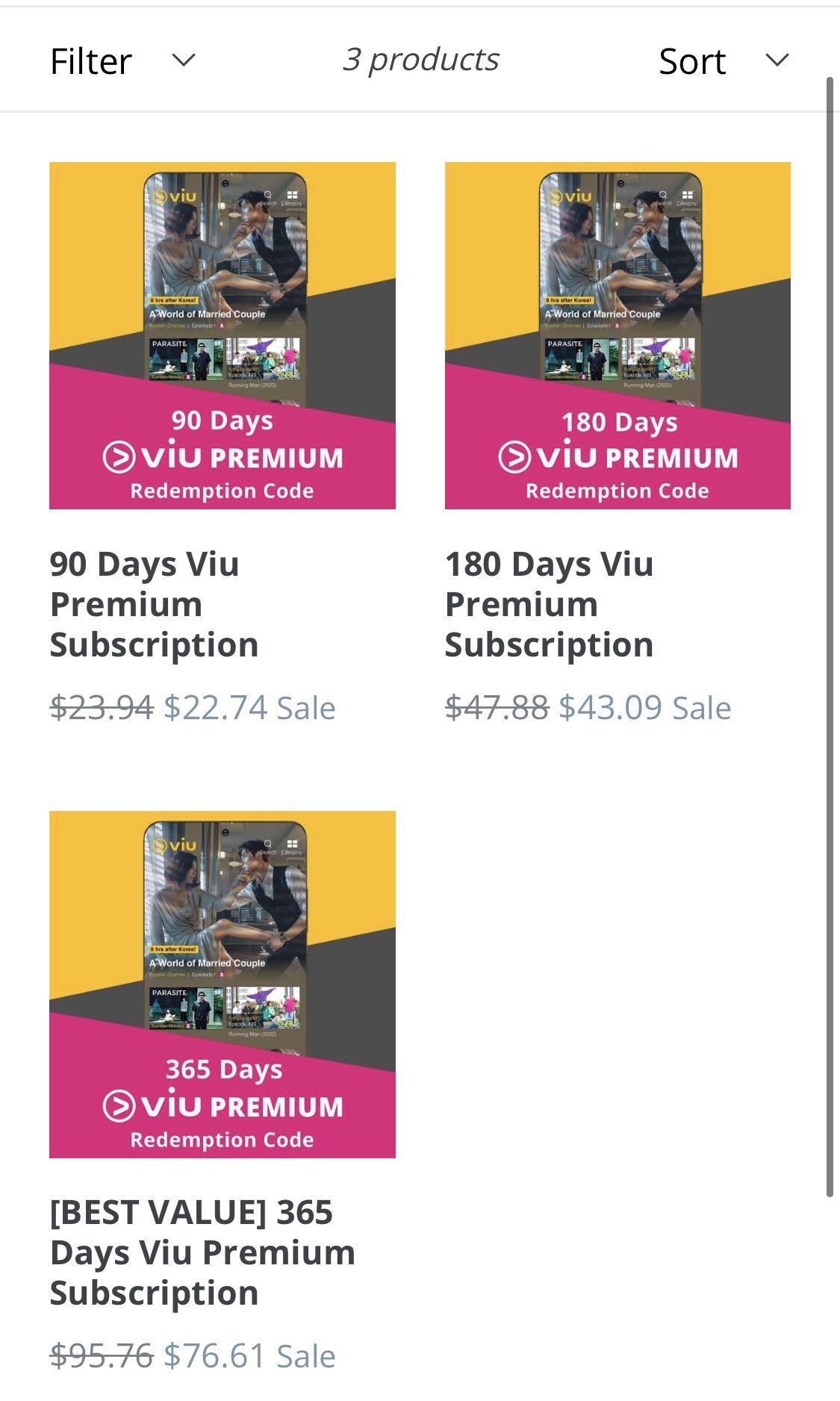 VIU premium subscription (365 days), TV & Home Appliances, TV ...