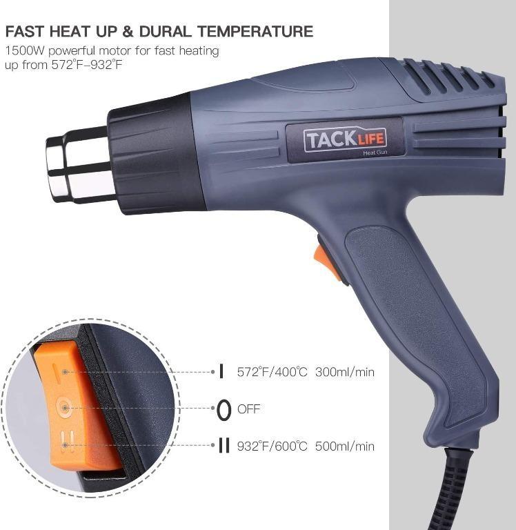 E2088 TACKLIFE Heat Gun 2000W 400℃~600℃ Dual Temperature Heat Gun Kit ...