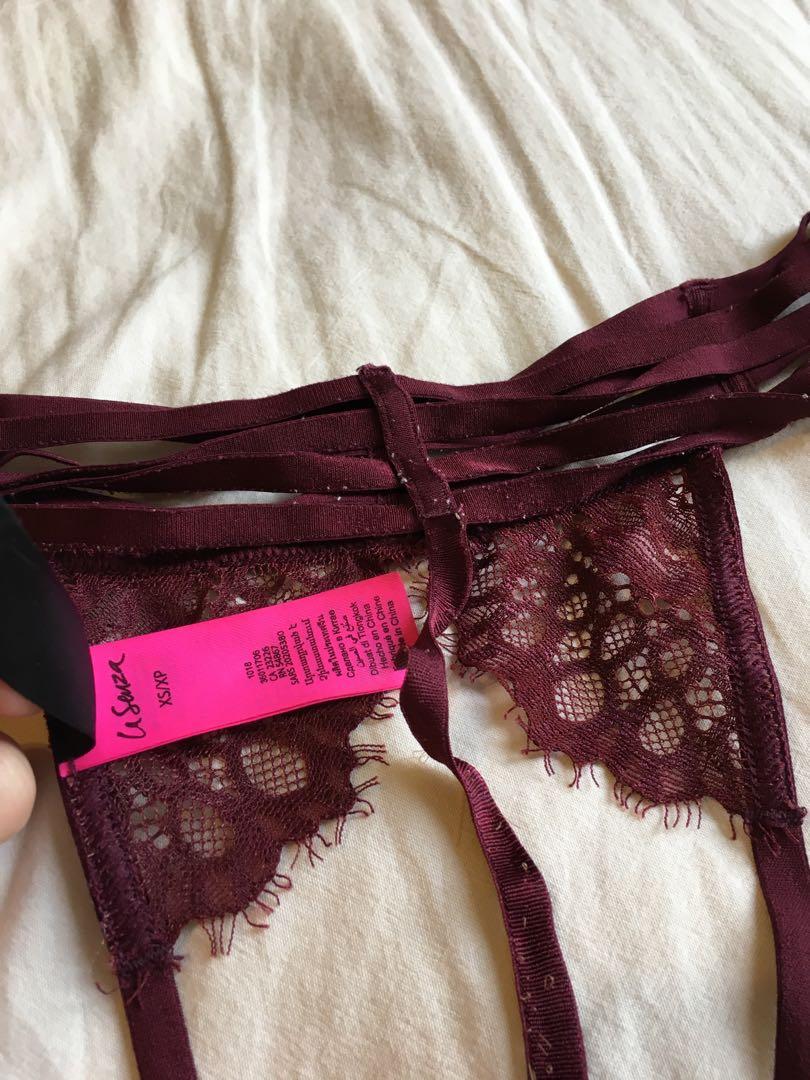 La Senza / Lace / Burgundy / Crotchless G-String, Women's Fashion, New ...