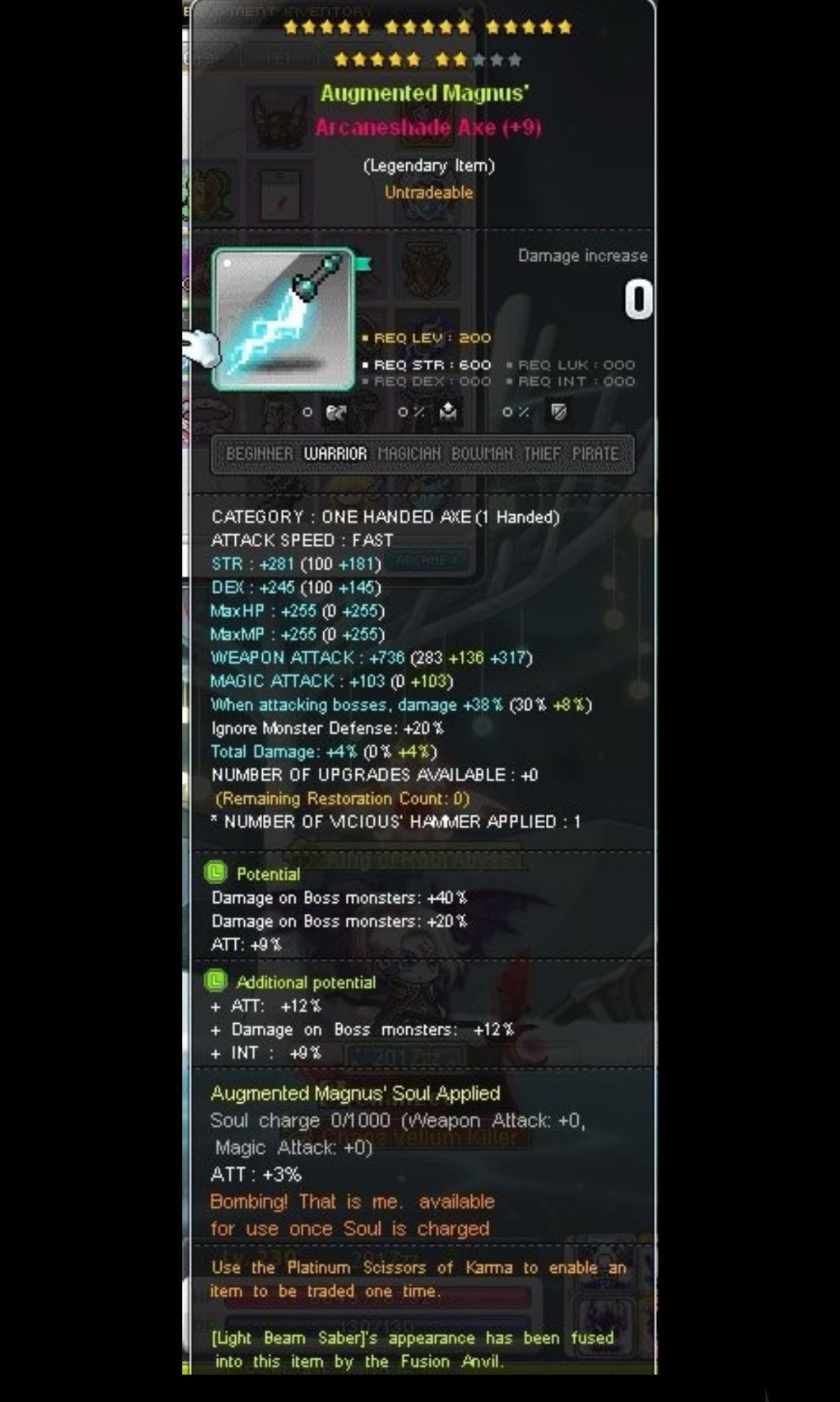 WTS : MapleStory Bootes Arcaneshade Axe - 22* L/L pot, Video Gaming ...