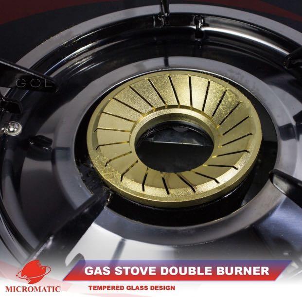 Micromatic Double Burner Gas Stove Tempered Glass MGS-802, TV & Home ...