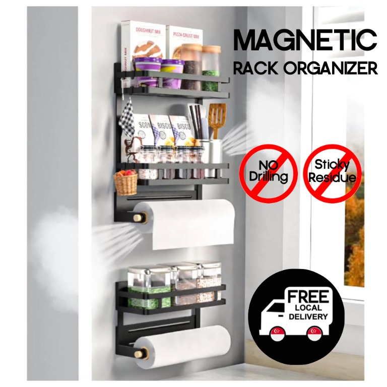 Magnetic Rack Organiser | Refrigerator Rack | Kitchen rack shelf ...