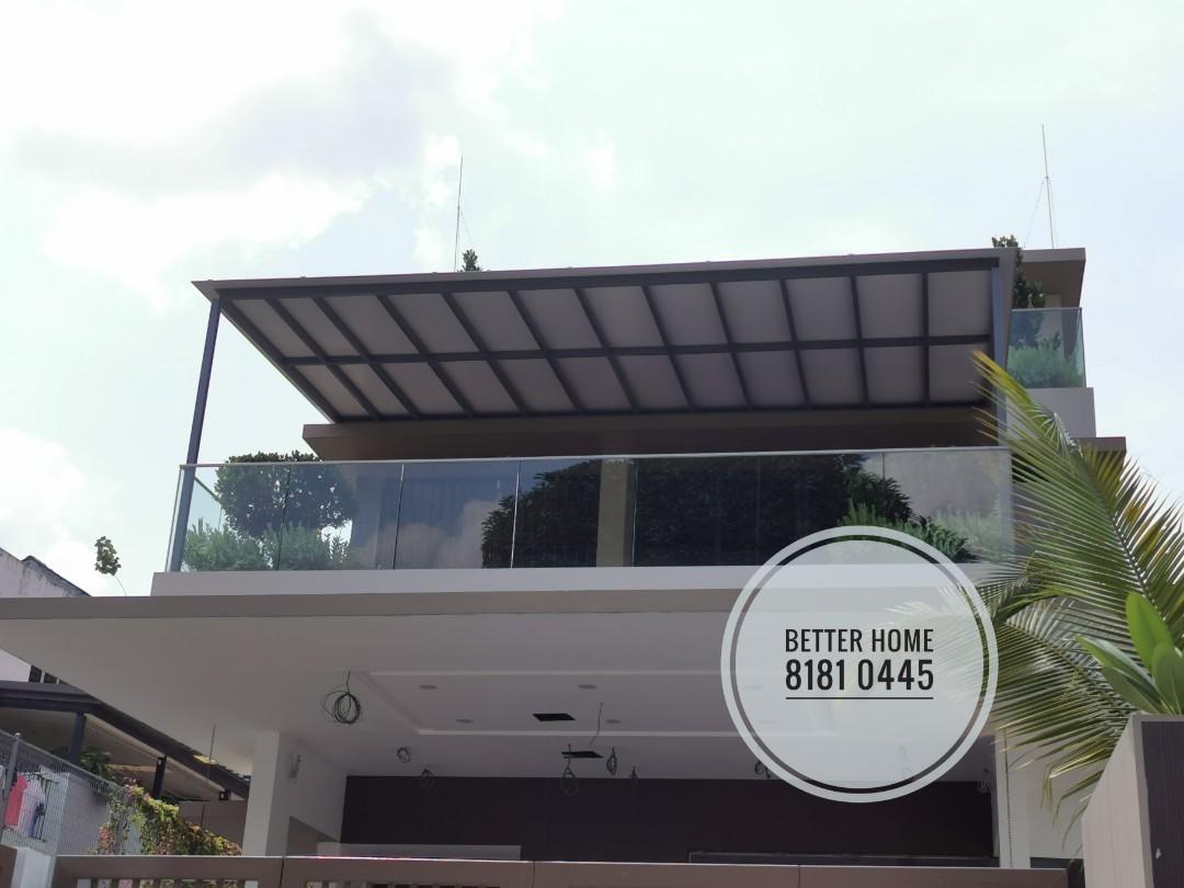 Roofing, trellis, shelter, polycarbonate, Aluminum composite, Motorized ...