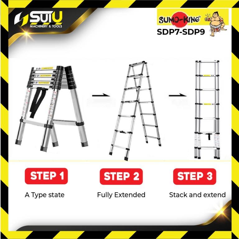 SUMO-KING SDP9 Double-Sided Telescopic Extendable Aluminum Ladder (A ...