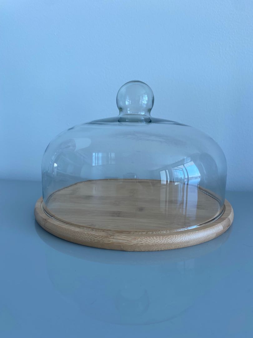 Brand New Wood Base Cake Display with Glass Dome Cover, Furniture ...