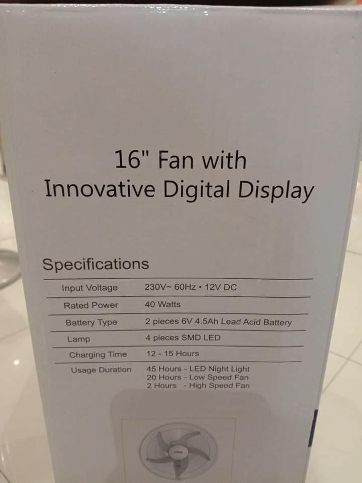 FIREFLY RECHARGEABLE STAND FAN, Furniture & Home Living, Lighting ...