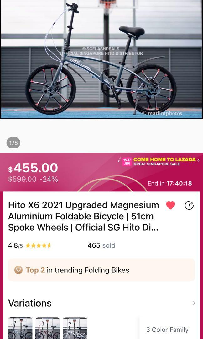 Hito X6 2021 version folding bike with 22inch wheels, Sports Equipment ...