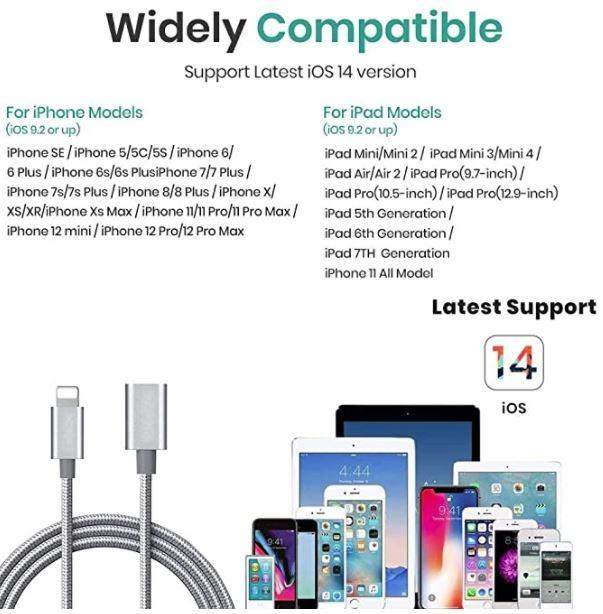 Lightning Extension Cable iPhone iPad Extension Male to Female 1M ...