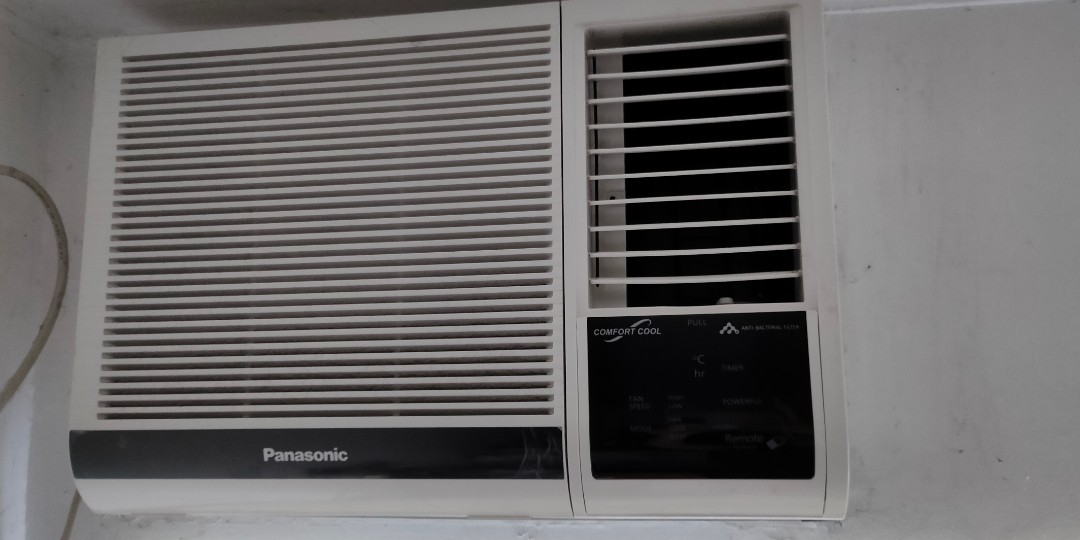 Panasonic 1.5 window-type aircon (non-inverter, remote control), TV ...