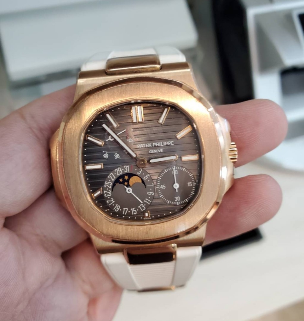 『已交流』PP 百達翡麗 5712 金鷹 Nautilus 5712R PATEK PHILIPPE 月相顯示 日期顯示 動力顯示 微型自動盤 ...