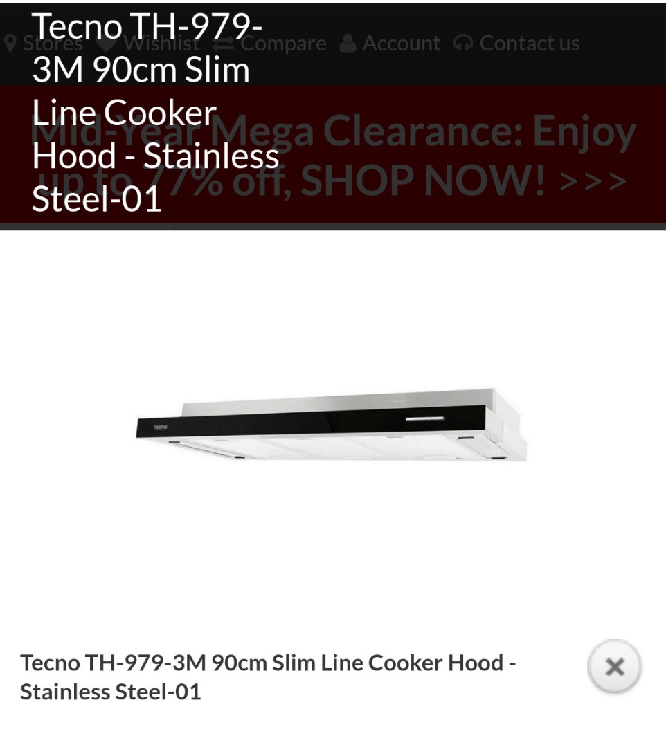 Techno cooker hood, TV & Home Appliances, Kitchen Appliances, Hobs ...