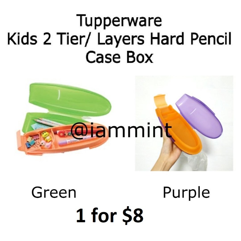 Tupperware Kids 2 Tier Layer Hard Pencil Case Box Container, Hobbies ...