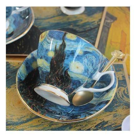 Van Gogh Tea Set Beautifully Painted Van Gogh Art Fine Bone China Mugs ...