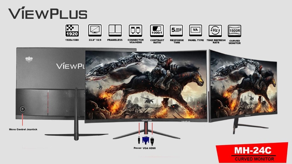 Viewplus NEW MODEL MH-24C 24inch Semi Curve 75Hz Monitor, Computers ...