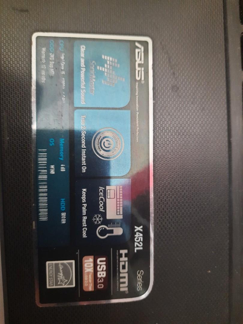 ASUS X452L Laptop [BATTERY SPOILT], Computers & Tech, Laptops ...