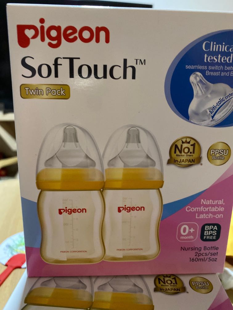 [Last Box!] BNIB Pigeon SofTouch Peristaltic Plus PPSU Baby Bottle 160ml Twinpack, Babies & Kids ...