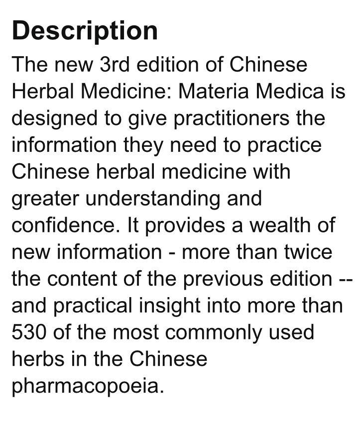 Chinese Herbal Medicine: Materia Medica, Third Edition By Editor-Dan ...