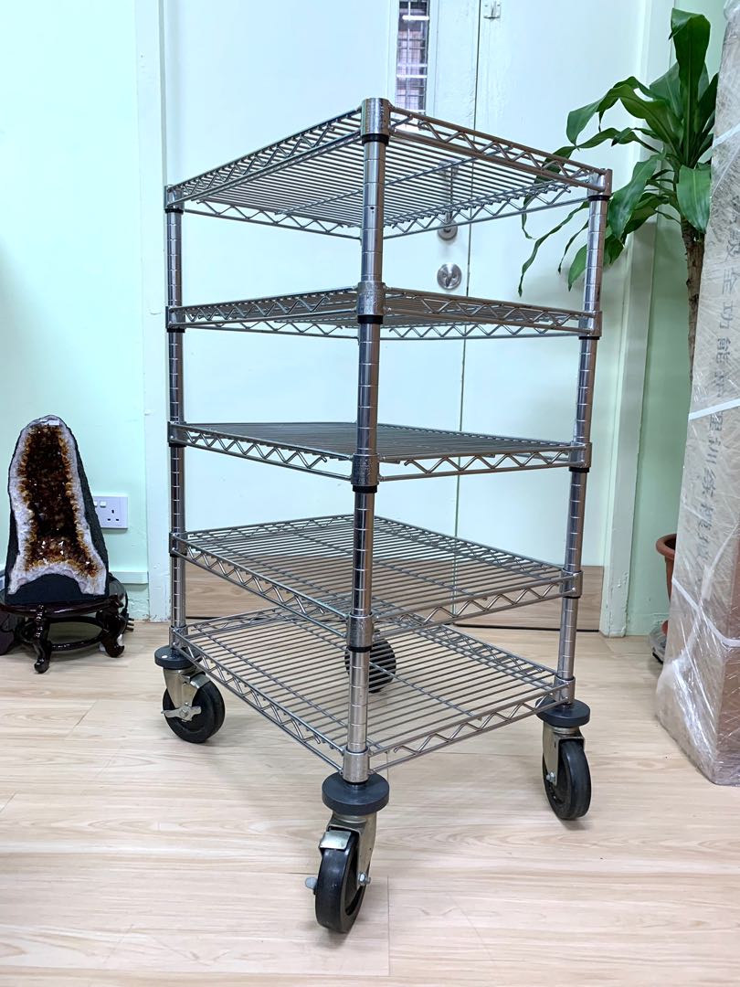 Heavy Duty Stainless Steel Adjustable Rack with Wheels, Furniture ...