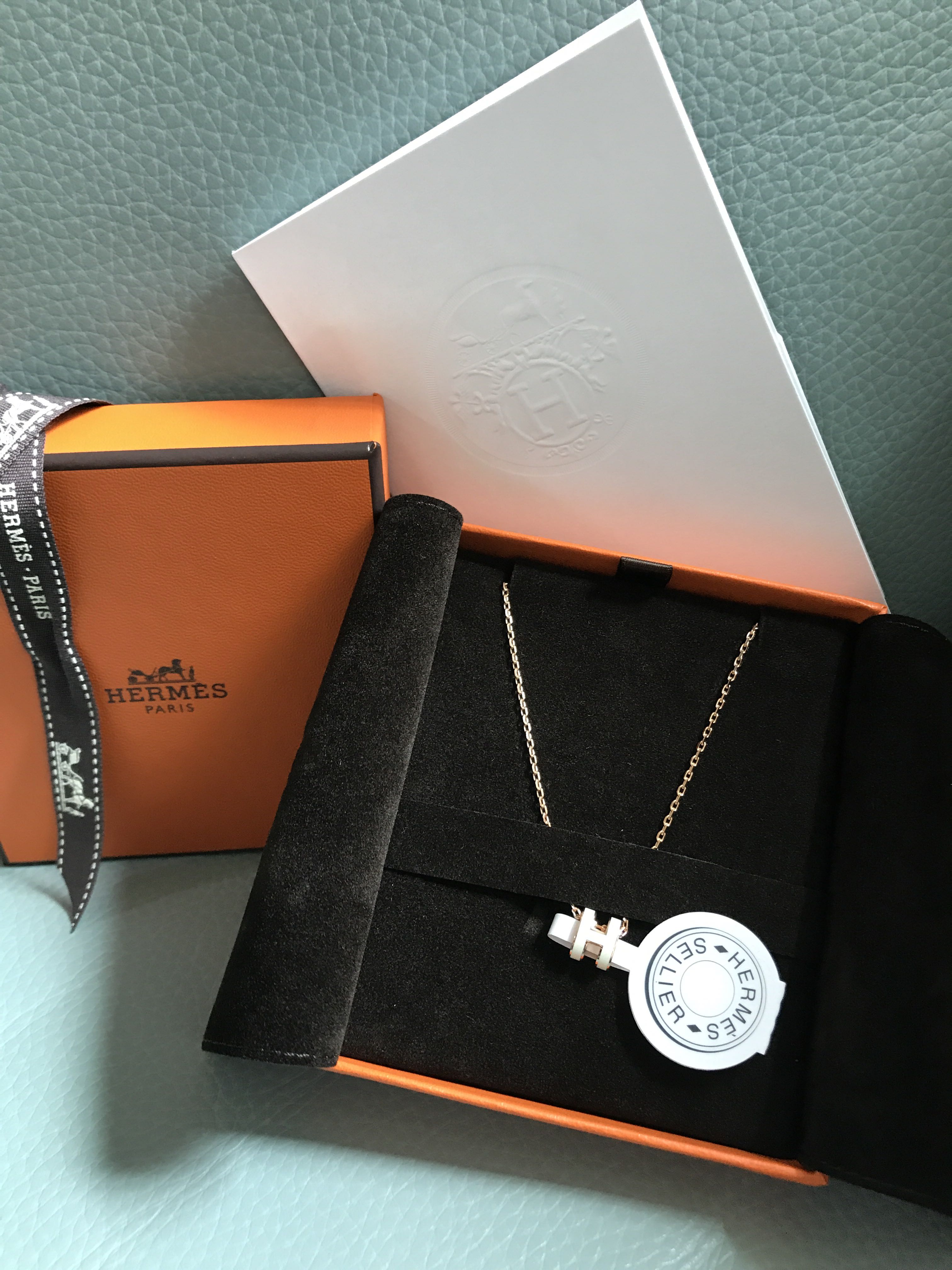 全新Hermes mini pop h white/rose gold 頸鏈, 名牌, 飾物及配件 - Carousell