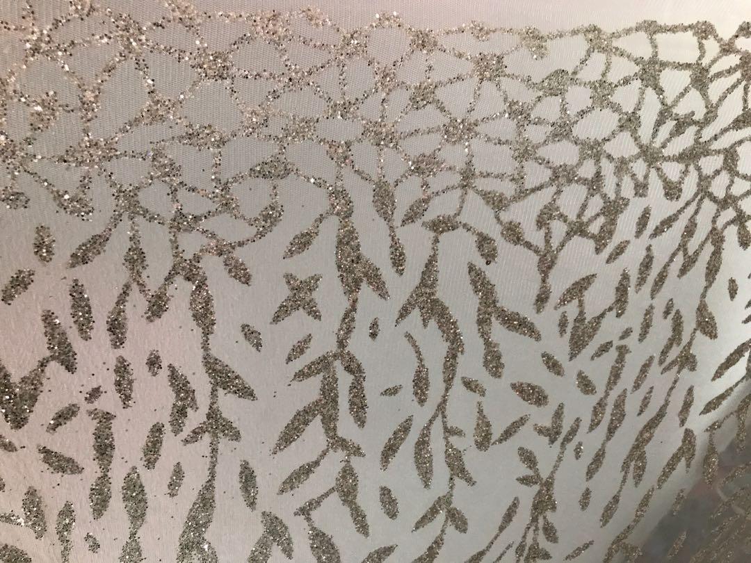 Kain Lace Glitter Silver -4 meter , bidang 60, Women's Fashion ...