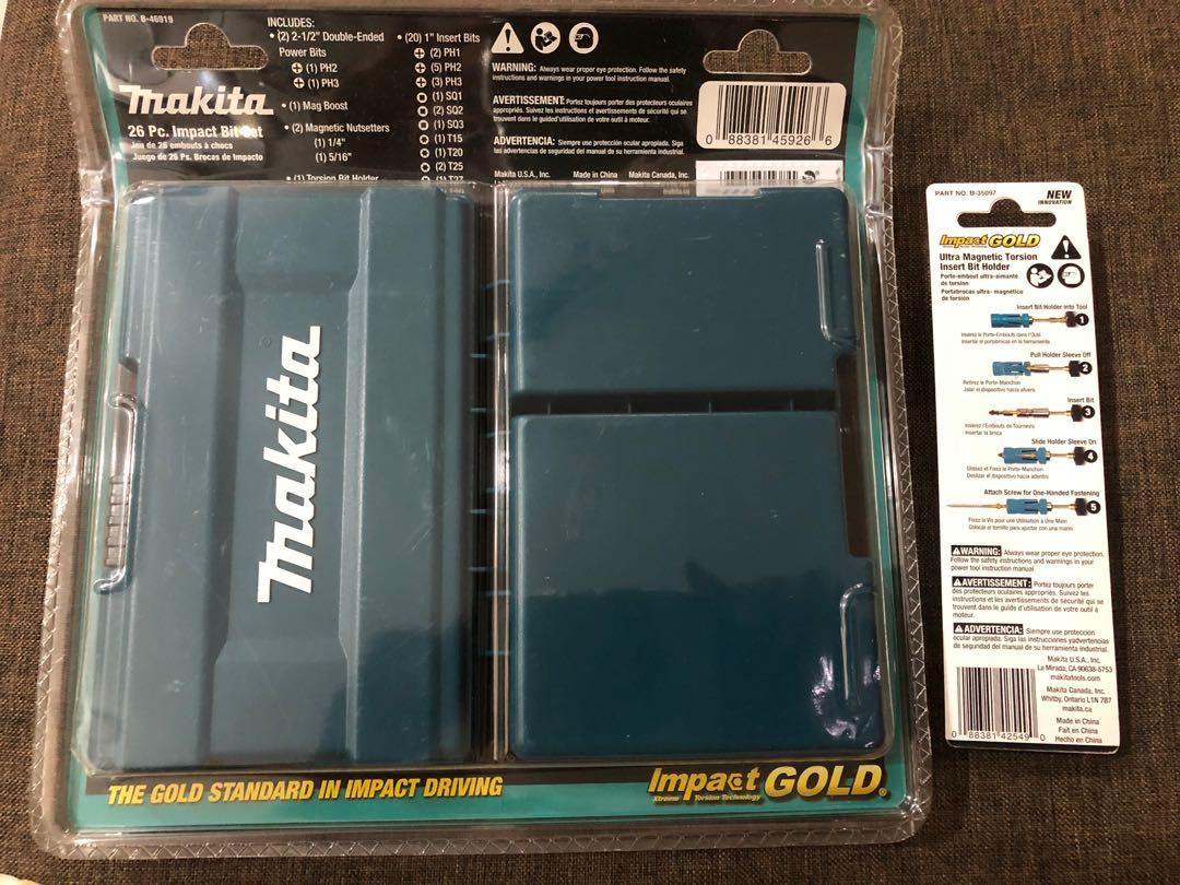 Makita Gold Bit Set with Magboost Extreme and Magnet Torsion Insert Bit ...
