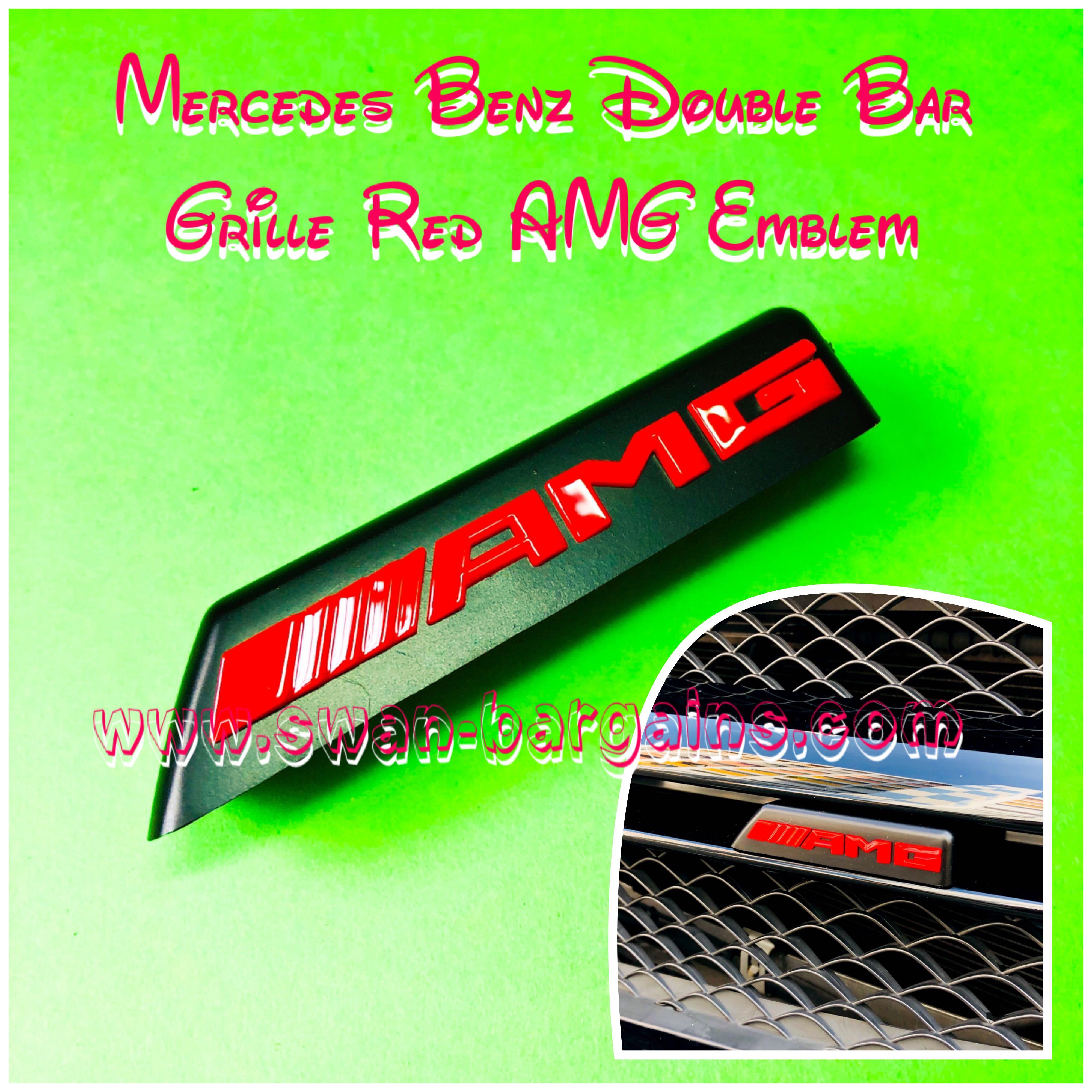 Mercedes Benz Various Designs Chrome Glossy Red Black Finish AMG Logo ...