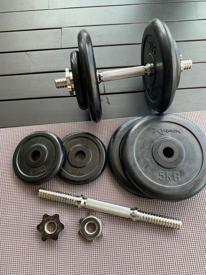 Premium dumbbell set (28kg total), Sports Equipment, Exercise & Fitness ...