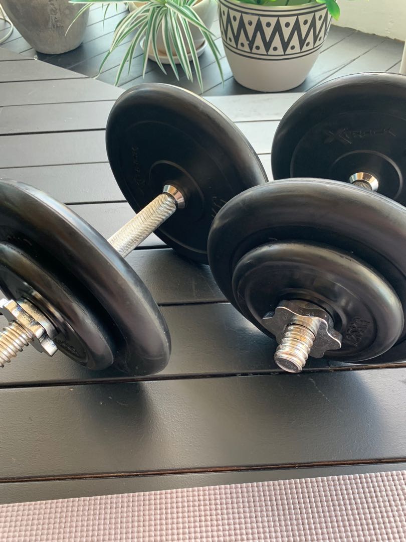 Premium dumbbell set (28kg total), Sports Equipment, Exercise & Fitness ...