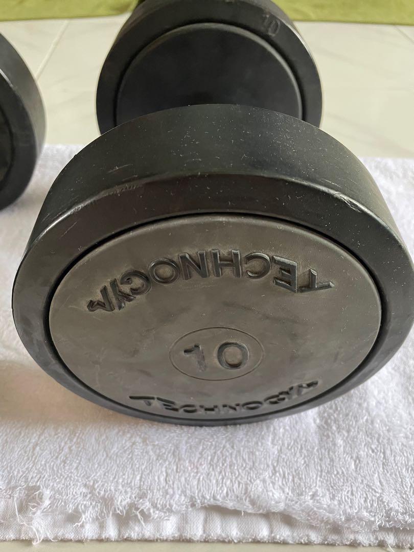 Technogym 10kg dumbbells, Sports Equipment, Exercise & Fitness, Weights ...
