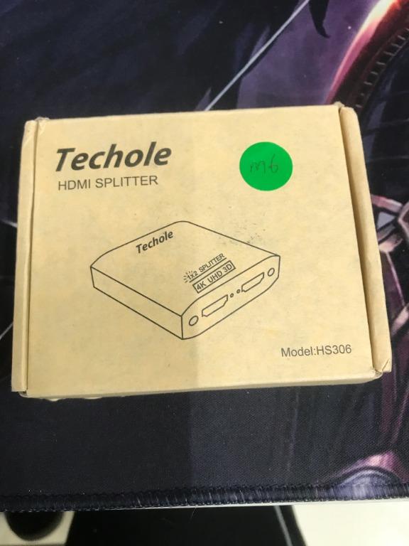Techole HS306 HDMI Splitter 1 in 2 Out, 4K UHD 3D Powered HDMI Splitter Supports 3D 4K@30HZ Full ...