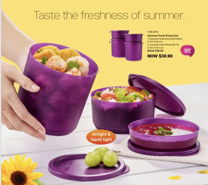 Tupperware Summer Fresh Round Set (4), Furniture & Home Living ...