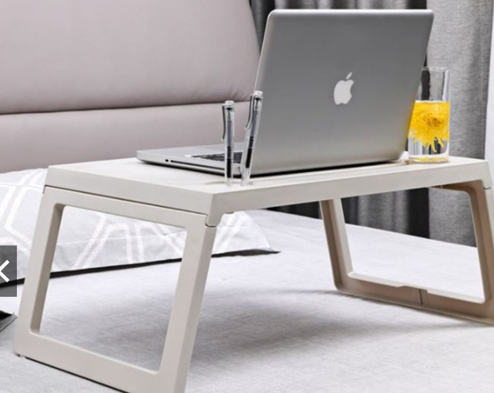 White Foldable Laptop Table, Furniture & Home Living, Office Furniture ...