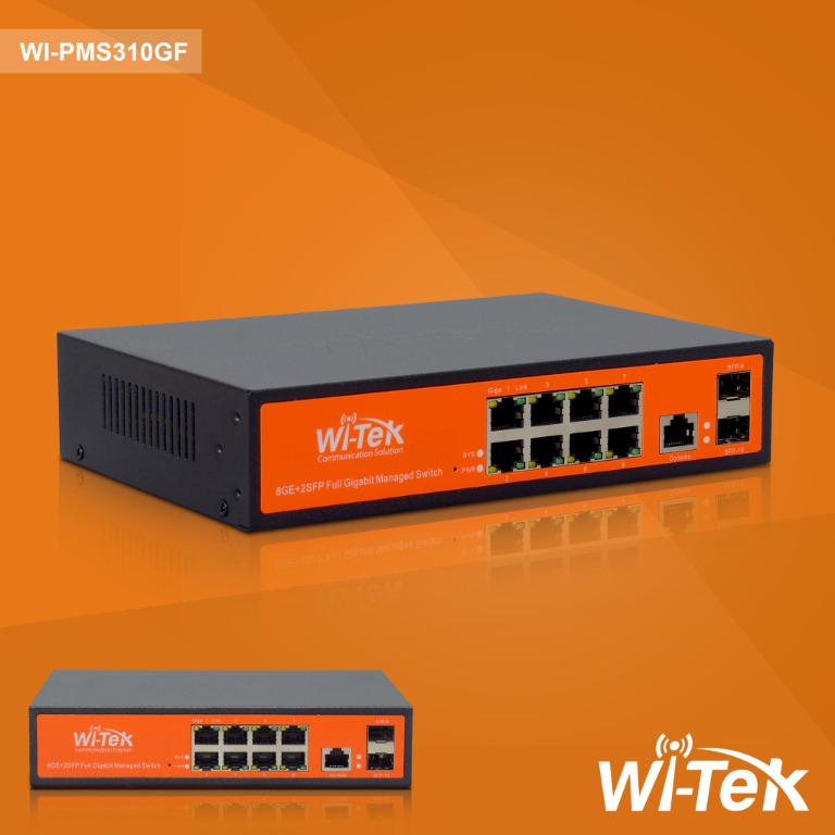 WiTek WI-PMS310GF-Alien 8GE+2SFP Ports 24V/48V Mixed L2 Managed PoE ...