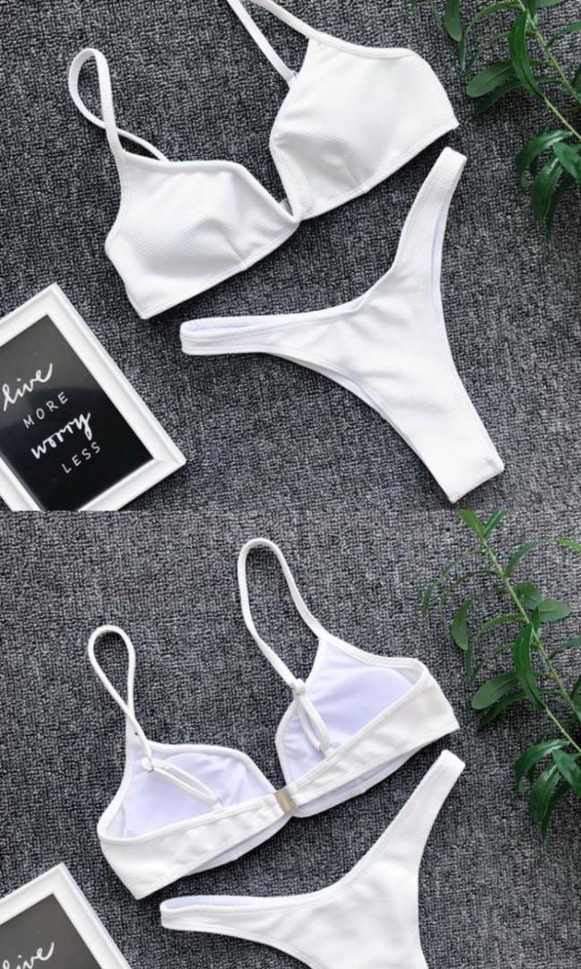 Revolve inspired 2 Piece Bikini Ribbed, Women's Fashion, Swimwear ...