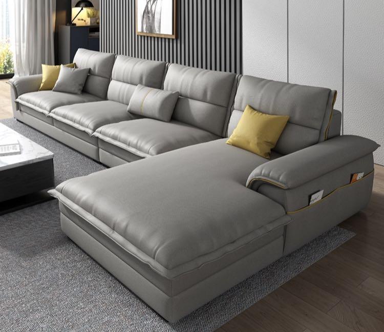 3 seater LINUXII Sofa in Cotton Fabric/ Water Repellent Leather-Aire Material CX8169, Furniture ...